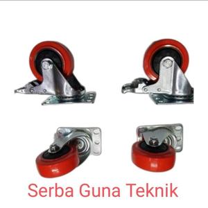 Jual Roda Trolly PU 4" inch RHJ - TW ( 2 Rem + 2 Hidup ) Roda Troli ...