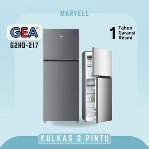 Jual Kulkas 2 Pintu Gea G2HD 217 G2HD-217 Top Mount Fridge Freezer Inox ...