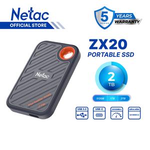 Promo Netac ZX20 External Portable SSD 2TB USB 3.2 Gen 2x2 Type-C up to 2000MB/s with USB-C to A ...