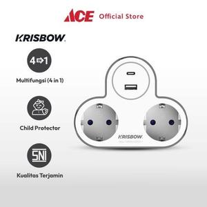Jual Ace Krisbow Stop Kontak 2 Soket Dengan Adaptor Usb A & Type C ...