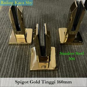 Jual SPIGOT KAKI PENJEPIT KACA RAILING TANGGA / BALKON MODEL GOLD 160MM ...