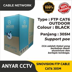 Jual Kabel LAN FTP CAT6 Hitam Kabel CAT 6 FTP Outdoor 305M Sinovision ...