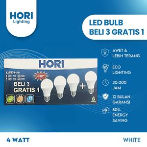 Jual HORI LED Bulb Bohlam Buy 3 Get 1 Free 4 Watt - Putih - Kota ...
