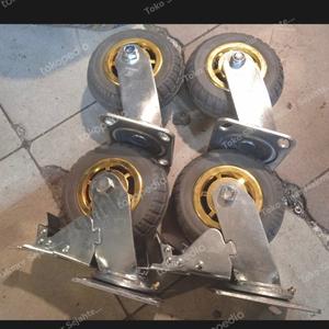 Jual Roda Karet Heavyduty 6" 2 putar 2 rem / Roda karet abu ban mati 6 ...