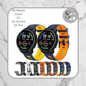 Jual STRAP XIAOMI MI WATCH S1 SMART WATCH DUAL COLOR SILICONE TALI JAM 22MM - BLACK GREY ...