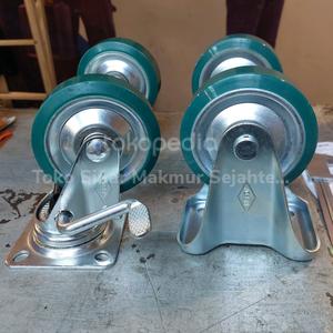 Jual Roda polyurethane pu 5" putar rem mati merk nippon / Roda nippon ...