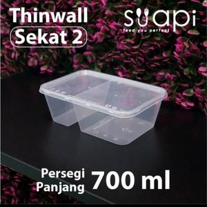 Jual Thinwall Suapi 700 ml Transparan sekat 2/kotak makan @ 50 pc ...