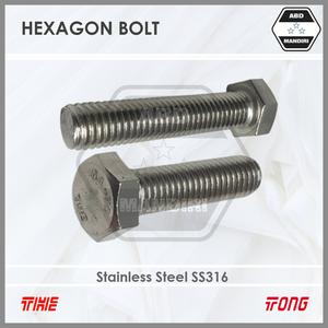 Jual SS316 Baut Hexagon Stainless M10 X 50 ( SUS316 Hex Bolt A4-70 ) M10x50 / 10X50 - Kota ...