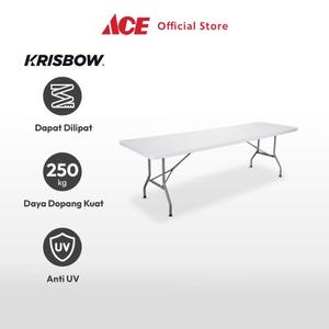 Promo Krisbow 244X76 cm Meja Taman Lipat Rectangle - Putih Granite ...