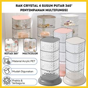 Jual Rak Crystal 4 Susun Putar 360° / Storage Box Drawer Tempat ...