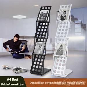 Jual Rak Brosur Besi A4 (Empat Susun) Warna Hitam Rak Brochure Lipat ...
