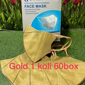 Jual Masker Duckbill Dukbil Dakbill Utama Warna Coklat Gold Emas Isi 50 ...