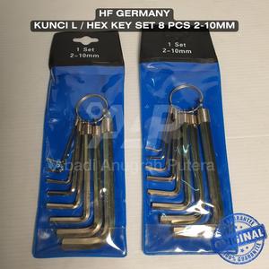 Promo KUNCI L SET (8 pcs) 2-10 mm HF GERMANY Asli / Hex Key / Kunci ...