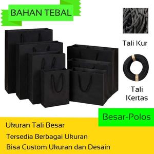 Jual PaperBag Tas Kertas Hitam Polos Custom Bahan Tebal Ukuran Besar ...