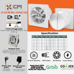 Jual 4"/6"/8"/10"/12" CFI Water Resistant Anti Heat High Speed Ceiling ...