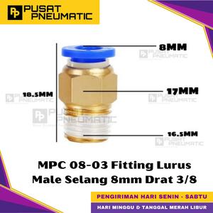 Jual MPC 8-03 One Touch Male Thread Straight Fitting Slip Lock Socket Push In Connector Nipple ...