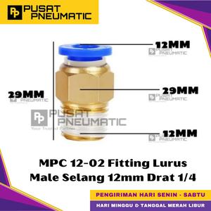 Jual MPC 12-02 One Touch Male Thread Straight Fitting Slip Lock Socket Push In Connector Nipple ...