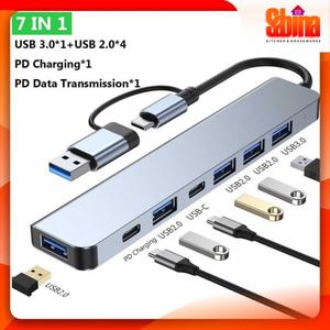 Jual USB Hub Type C Adapter 7 Port in 1 USB 3.0 USB 2.0 PD 5W Plug and ...