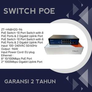 Jual PoE Switch Zitech ZT-HN8H2-96-V2 10 Port Switch with 8 PoE Ports ...