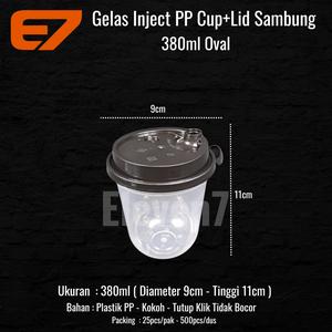 Jual PP Cup Injection Oval 380ml (Cup + Lid + Stopper) - Gelas Plastik ...