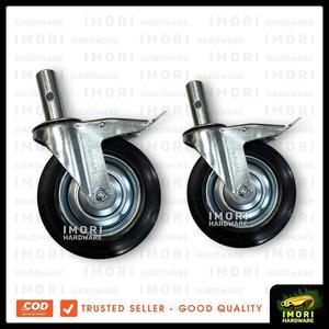 Jual MIWARI roda steger scaffolding 6 8 inch perancah karet rem hitam ...