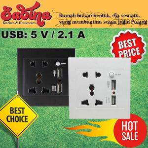 Jual Colokan Listrik Dinding Soket Stop Kontak Universal 2 Port USB ...