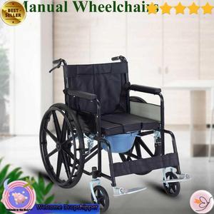 Jual Kursi Roda Lipat Portable Wheelchair with Toilet Seat Safety Belt ...
