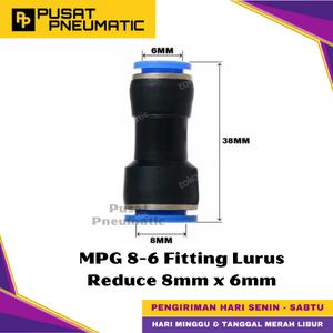 Jual MPG 6-8 One Touch Reducer Straight Fitting Slip Lock Socket Push In Connector Nipple Nepel ...
