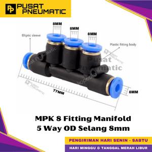 Jual MPK 8 One Touch Union Manifold 5 Way Fitting Slip Lock Socket Push In Connector Nipple ...