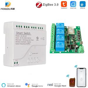 Jual 4CH Zigbee Tuya Smart Home Relay Module 85-250V Relay APP Remote ...