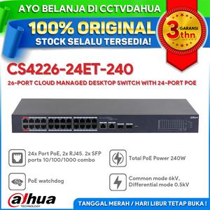 Promo DAHUA CS4226-24ET-240 26-PORT CLOUD MANAGED DESKTOP SWITCH WITH 24-PORT POE - Jakarta ...