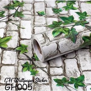 Jual Wallpaper Dinding Wallpaper Stiker Motif Bata putih Daun 8 m x 45 ...