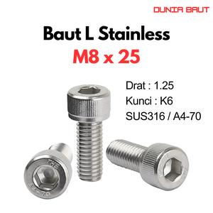 Jual DIN 912-1983 SS316 Baut L Stainless M8X25 / 8X25 / M8 X 25 / 8 X ...