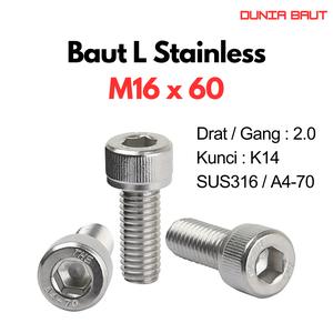 Jual DIN 912-1983 SS316 Baut L Stainless M16X60 / 16X60 / M16 X 60 / 16 ...