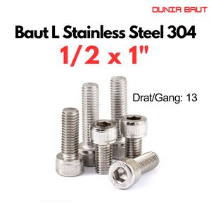 Jual DIN 912-1983 Baut L Stainless 1/2 X 1 Gang 13 / Baut L 1/2X1 Full ...