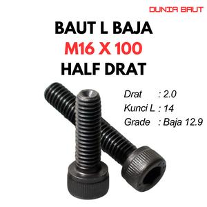 Jual 12.9 Baut L Baja M16X100 / 16X100 / M16 X 100 / 16 X 100 HT - Black Hex Socket Head Cap ...