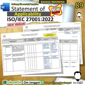Jual Contoh Statement of Applicability (SOA) penerapan ISO/IEC 27001: ...