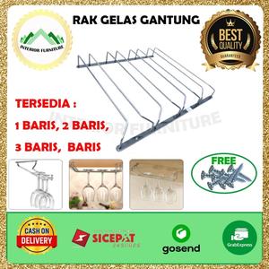 Jual Rak gelas gantung / Rak gelas wine 1-2-3-4 Baris TERMURAH FREE ...