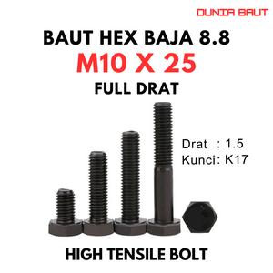 Jual Baja 8.8 Baut M10X25 / Baut 10X25 / M10 X 25 / 10 X 25 Grade 8.8 ...