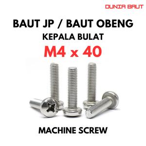 Jual Baut JP M4X40 Machine Screw M4 X 40 Pan Head 4X40 Baut Obeng ...