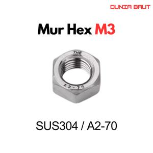 Jual SS304 Mur M3 / Mur Stainless M3 / Hex Nut M3 SUS304 / A2-70 - Kota ...