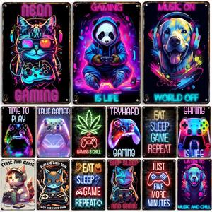 Jual Vintage Neon Gaming Gamer Metal Poster Signage Tin Painting Plaque ...