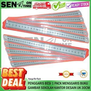 Jual Per Pack Mistar Alat Ukur Besi Metal Peralatan Sekolah Kantor ...