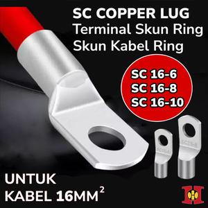 Jual Skun SC 16MM Kabel Cable Copper Lug Ring Bulat Baut Terminal Tembaga SC 16-6 16-8 16-10 ...