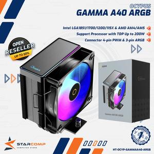 Jual OCYPUS GAMMA A40 ARGB Black CPU Cooler 4 Heatpipes Support Intel ...