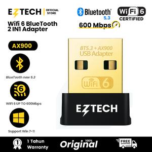 Promo [ EZTECH ] AX900 Nano Wi-Fi 6 600 Mbps 2.4/5GHz Dual Band + Bluetooth 5.3 2in1 USB Adapter ...