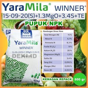 Jual Pupuk NPK Winner YaraMila 15 09 20 S Plus Mgo Sulfur Boron TE ...