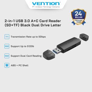 Promo Vention Card Reader 2in1 USB 3.0 A+C SD TF Dual Drive Letter ...
