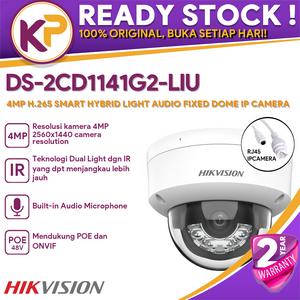 Promo HIK-VISION DS-2CD1141G2-LIU 4MP H.265 SMART HYBRID LIGHT AUDIO FIXED DOME IP CAMERA - 2 ...