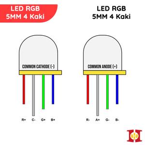Jual LED 5 MM RGB 4 P Pin Kaki Multi Tri Color Lampu Warna Transparent ...